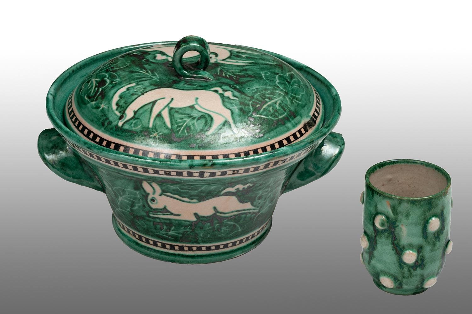 Tureen with Antique Glass in Vietri Majolica, 20th Century, Set of 2 ...