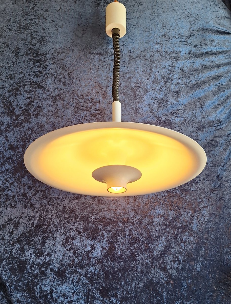 Vintage Glare-Free German Ceiling Lamp in White Painted Metal by ...