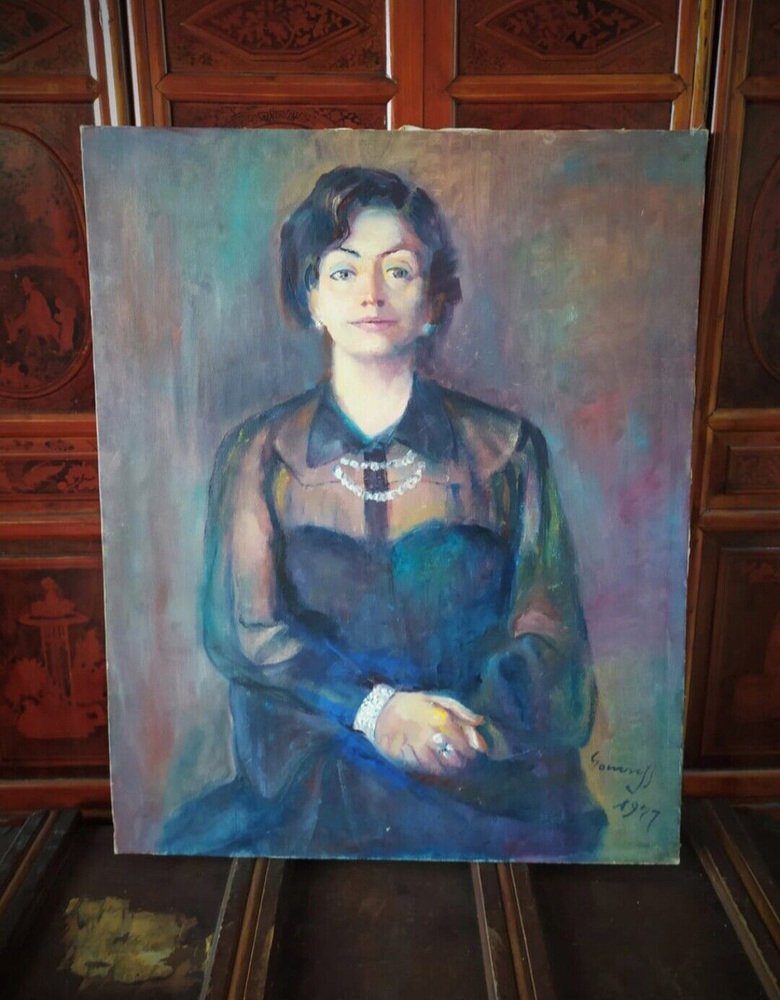 French Artist, Female Model, 1977, Oil on Canvas for sale at Pamono