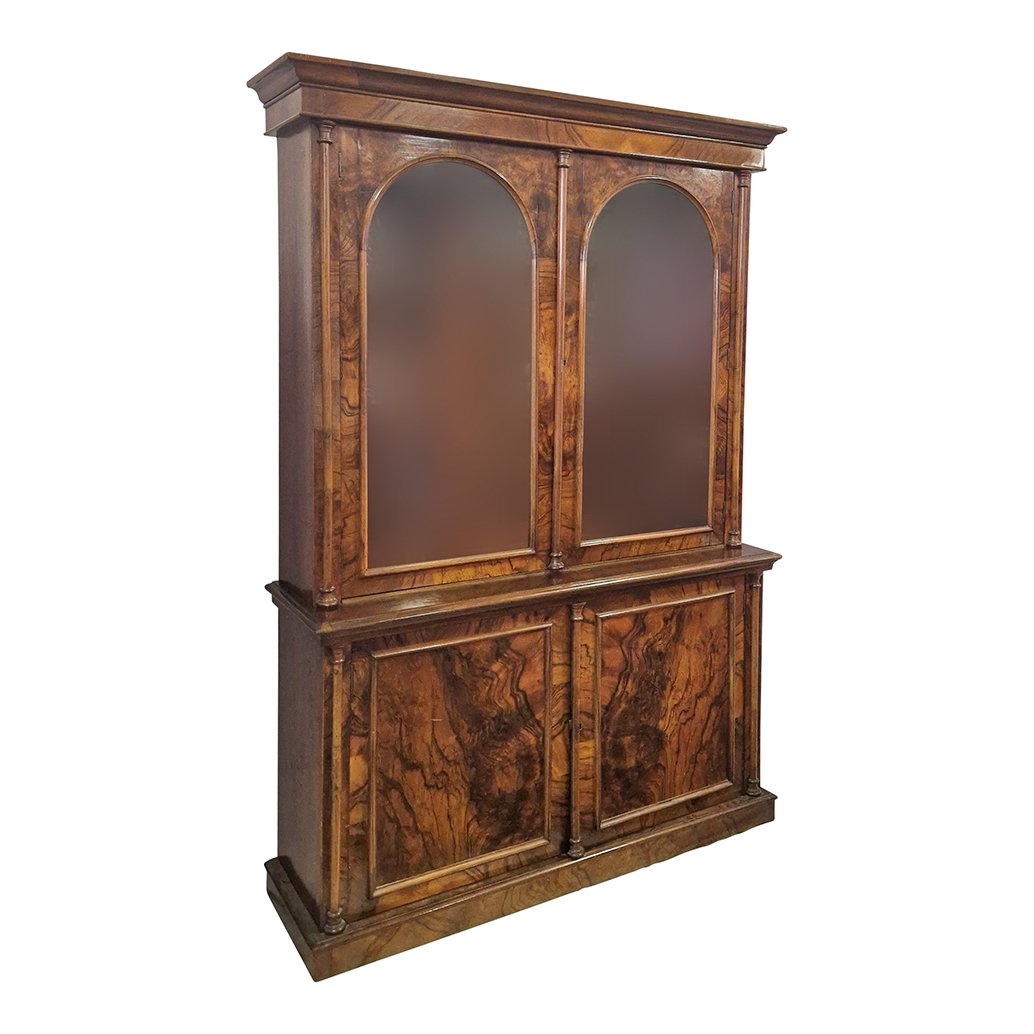 Victorian Double-Body Display Cabinet in Walnut, 1890s for sale at Pamono