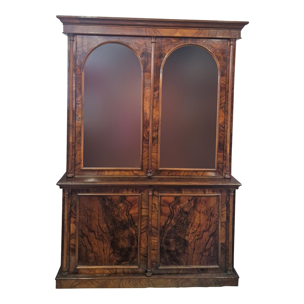 Victorian Double-Body Display Cabinet in Walnut, 1890s for sale at Pamono