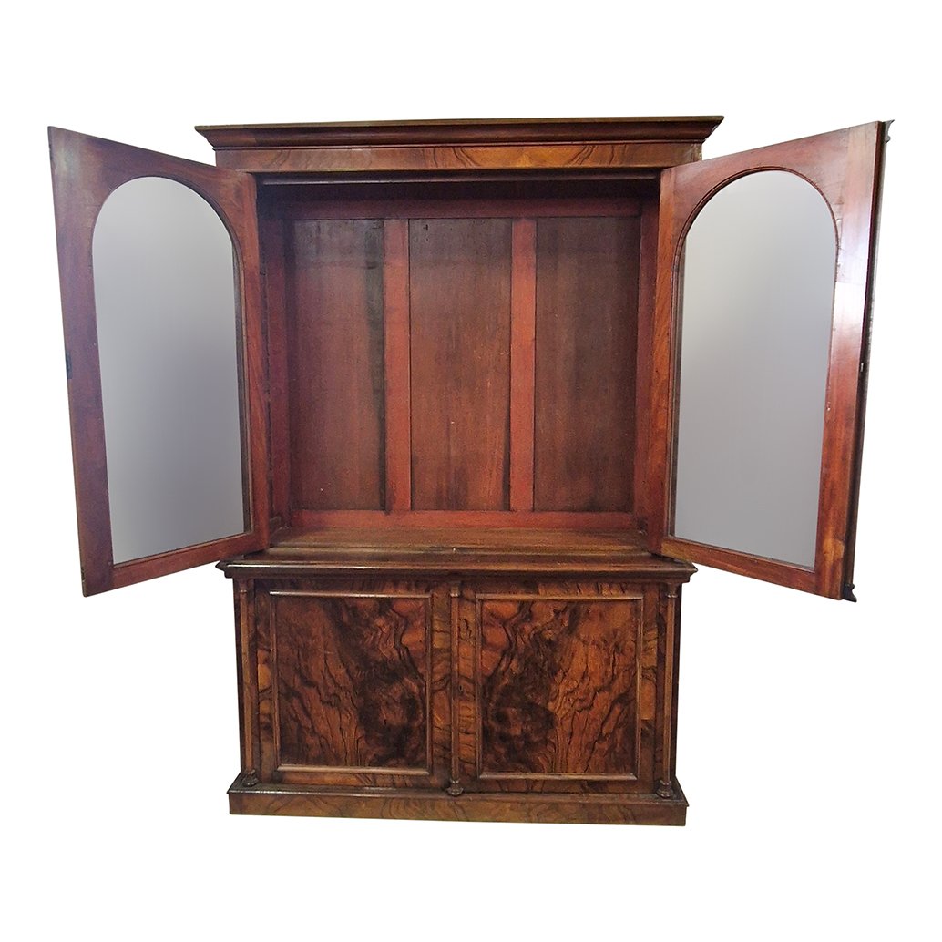 Victorian Double-Body Display Cabinet in Walnut, 1890s for sale at Pamono