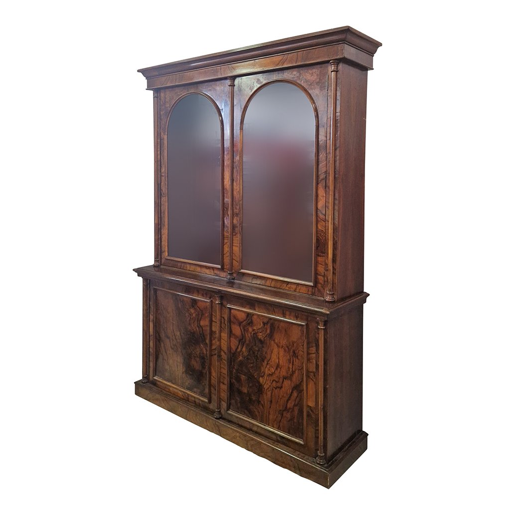 Victorian Double-Body Display Cabinet in Walnut, 1890s for sale at Pamono