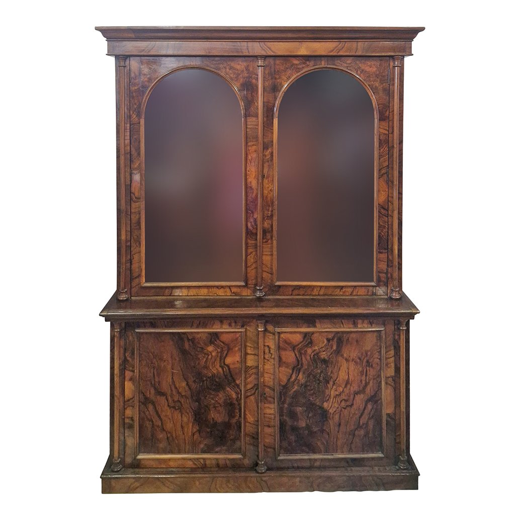 Victorian Double-Body Display Cabinet in Walnut, 1890s for sale at Pamono