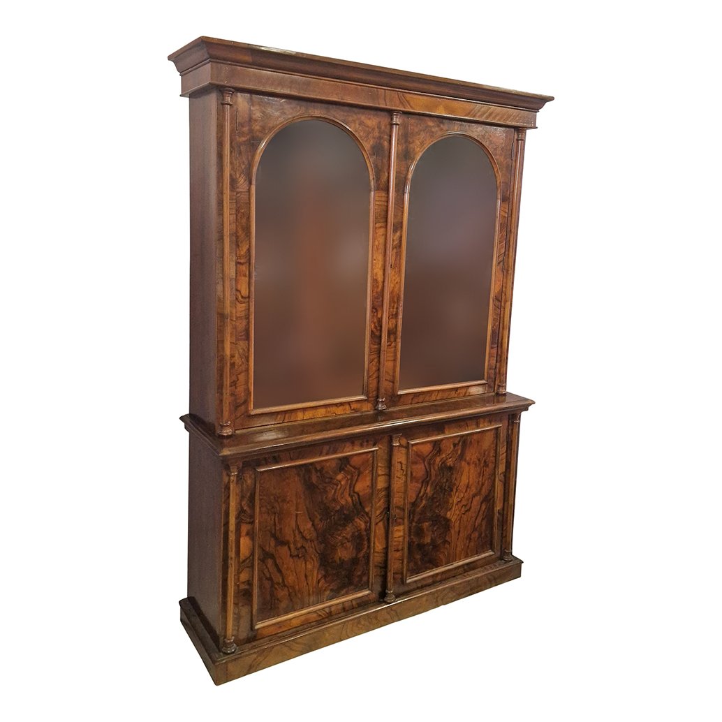 Victorian Double-Body Display Cabinet in Walnut, 1890s for sale at Pamono