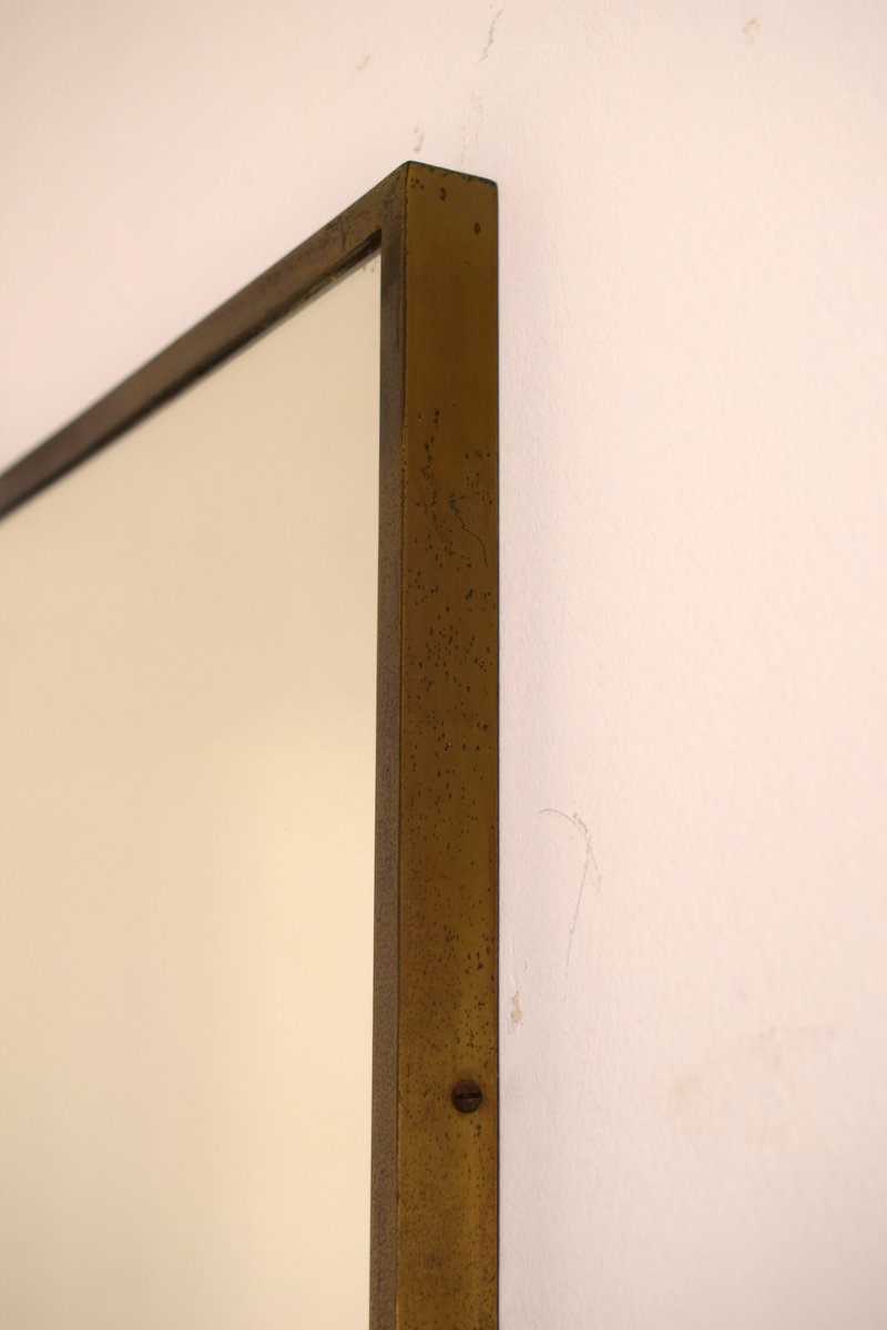 Rectangular Brass Mirror, Italy, 1950s for sale at Pamono