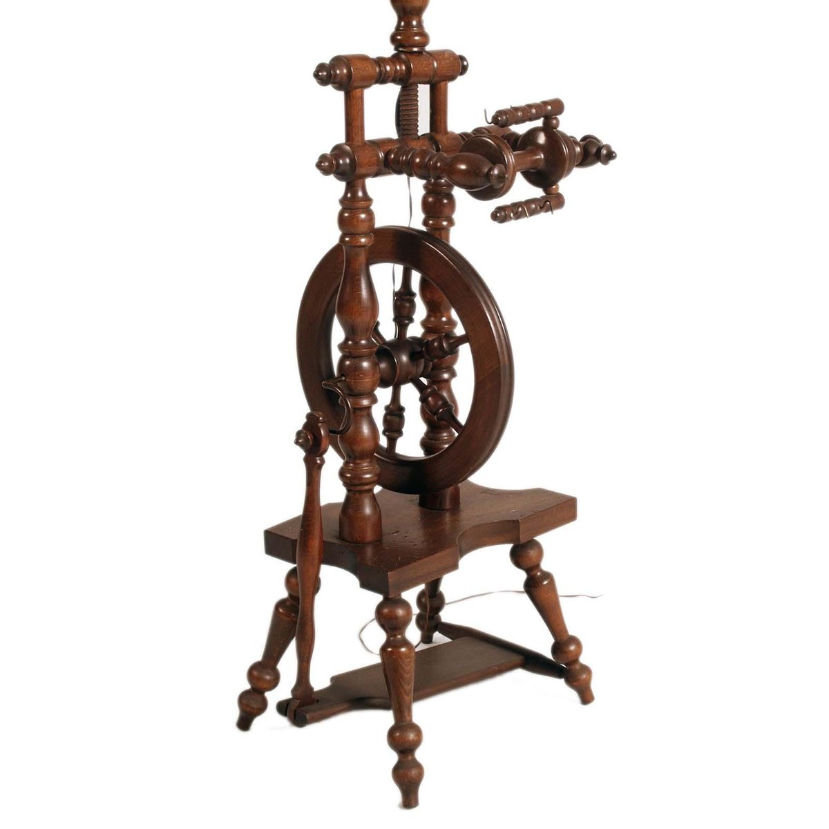Tyrolean Wooden Spinning Wheel Floor Lamp, 1800s for sale at Pamono