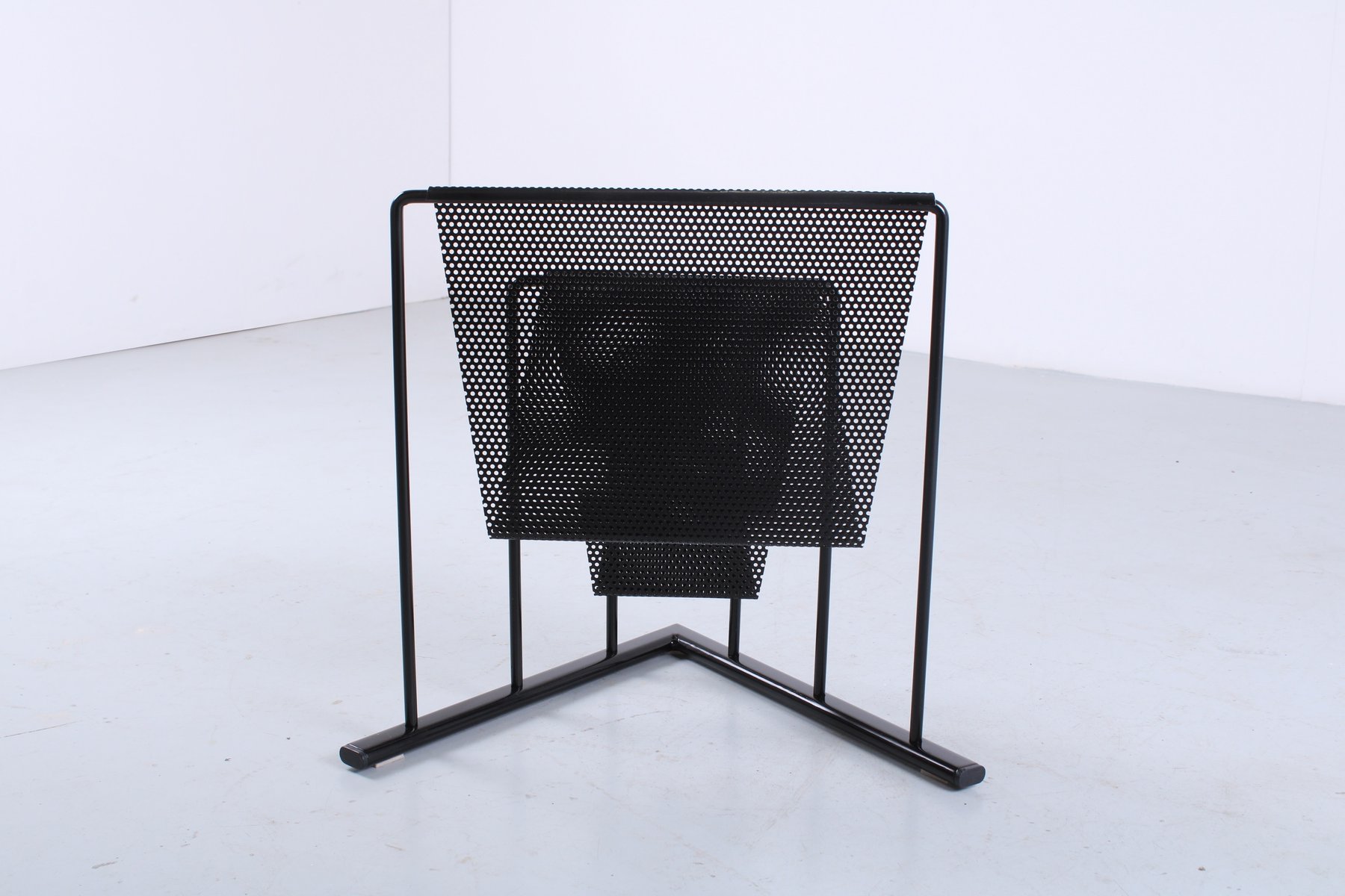 Postmodern Black Perforated Metal Magazine Rack by Markus Börgens for D ...