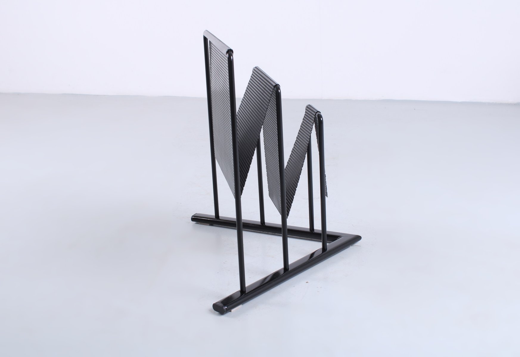 Postmodern Black Perforated Metal Magazine Rack by Markus Börgens for D ...