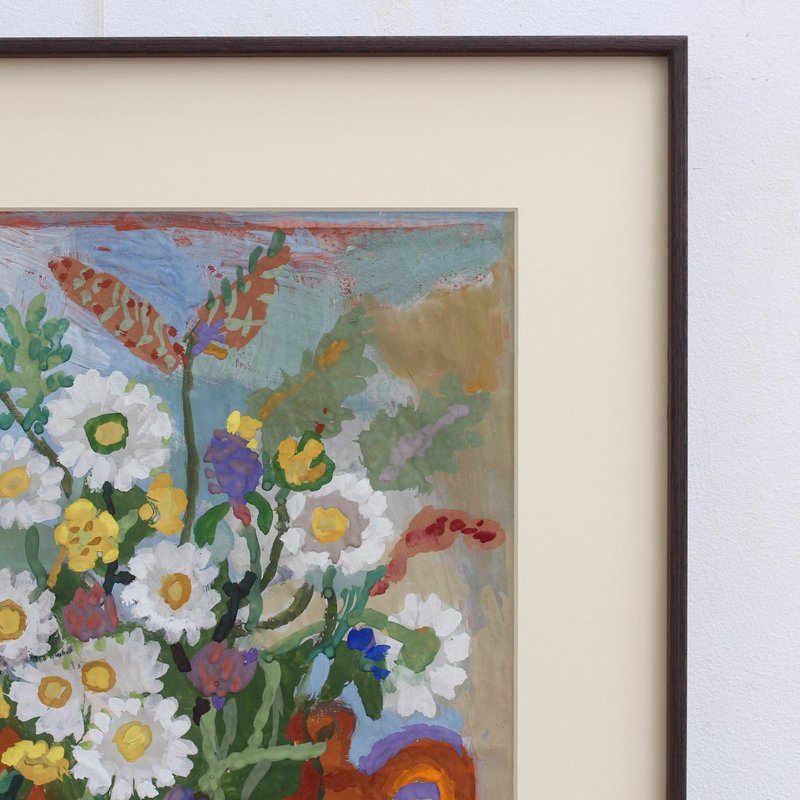 Michel Debiève, Still Life with Flowers and Fruit, 1964, Gouache on ...