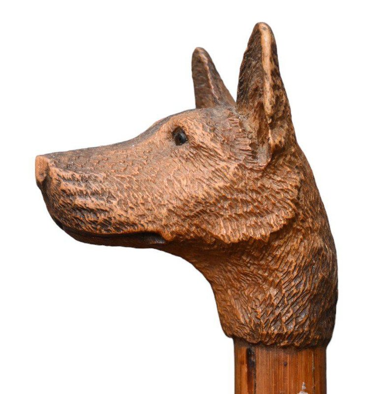 Wooden Cane with Dog Head for sale at Pamono