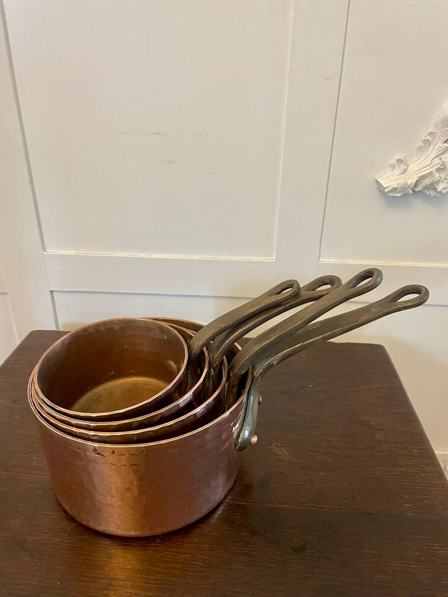 Antique George III Copper Pans, 1800, Set of 4 for sale at Pamono