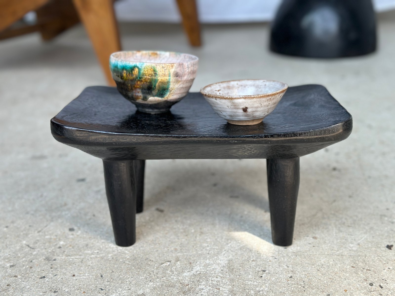 Small Monoxyl Quadripod Stool in Black Mango Wood for sale at Pamono