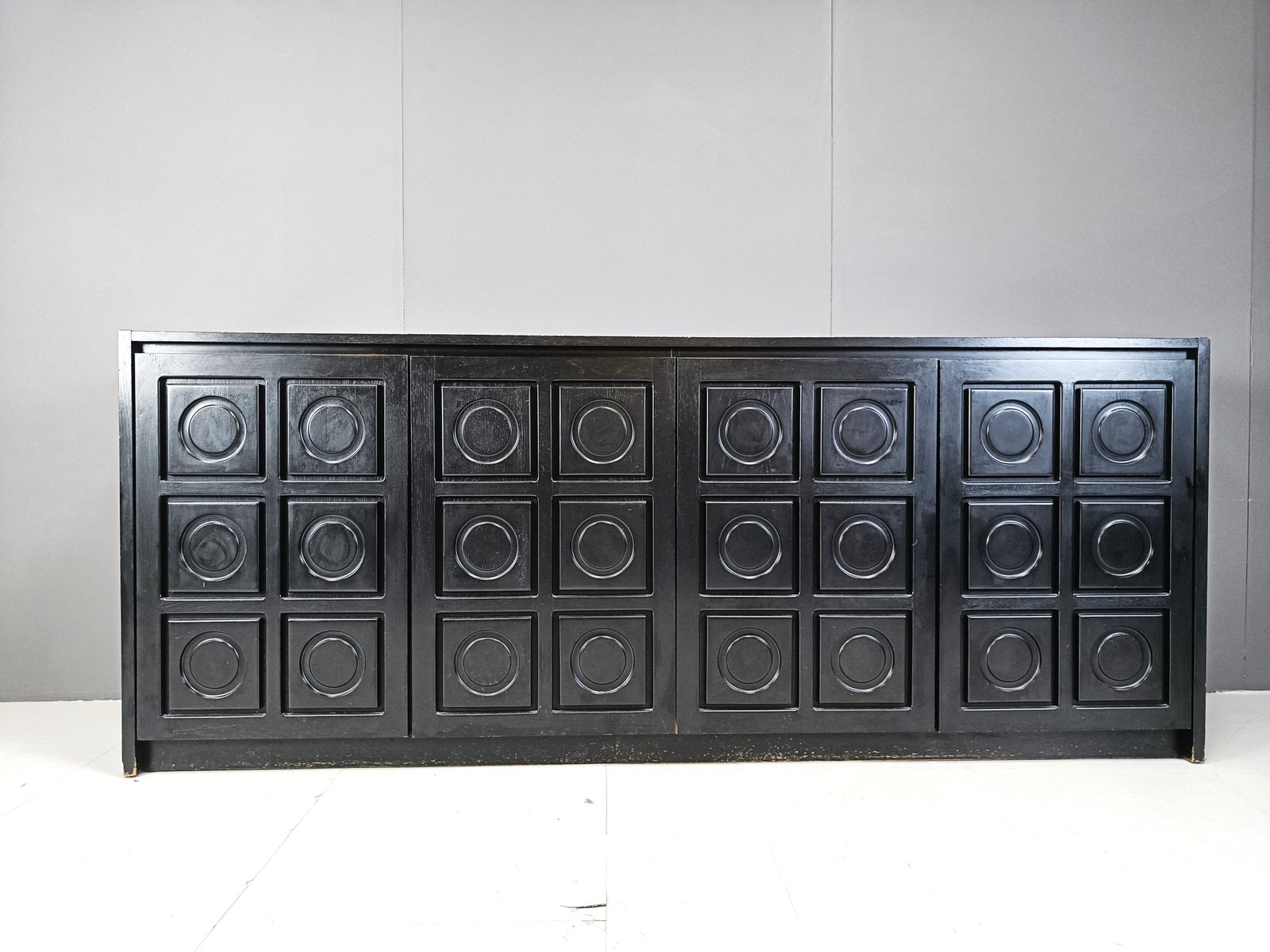 Brutalist Black Credenza, 1970s for sale at Pamono