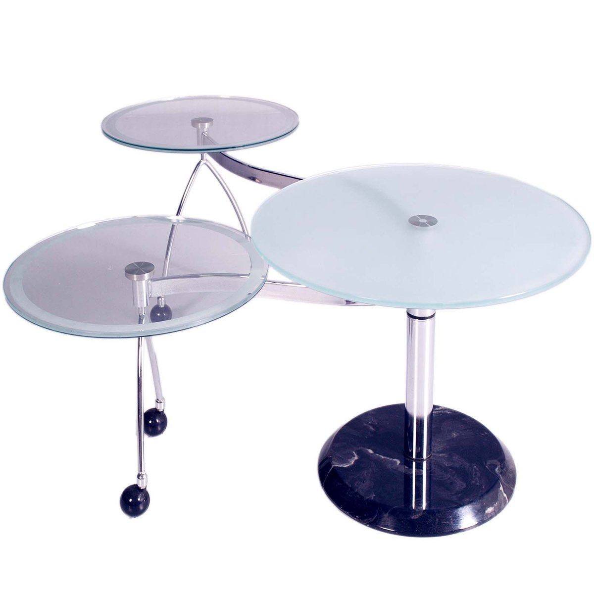 Space Age Round Coffee Table with Two Rotating Satellites in Crystal ...