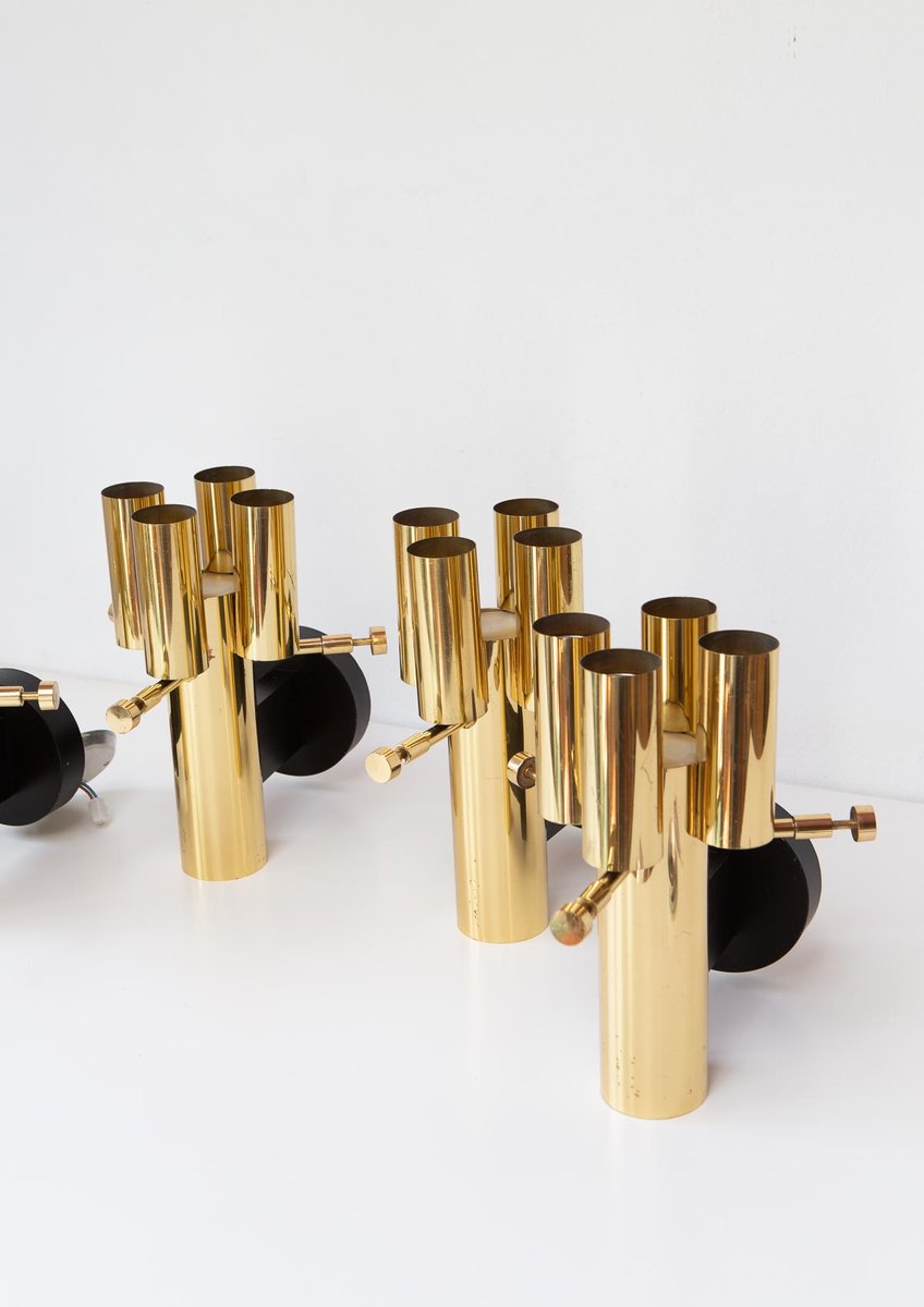 Vintage German Bloom Brass Wall Light from Bega, 1980s for sale at Pamono