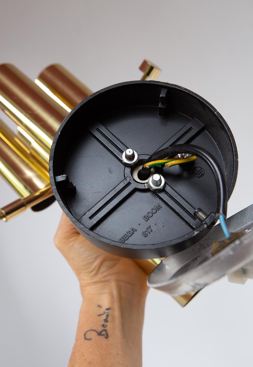 Vintage German Bloom Brass Wall Light from Bega, 1980s for sale at Pamono