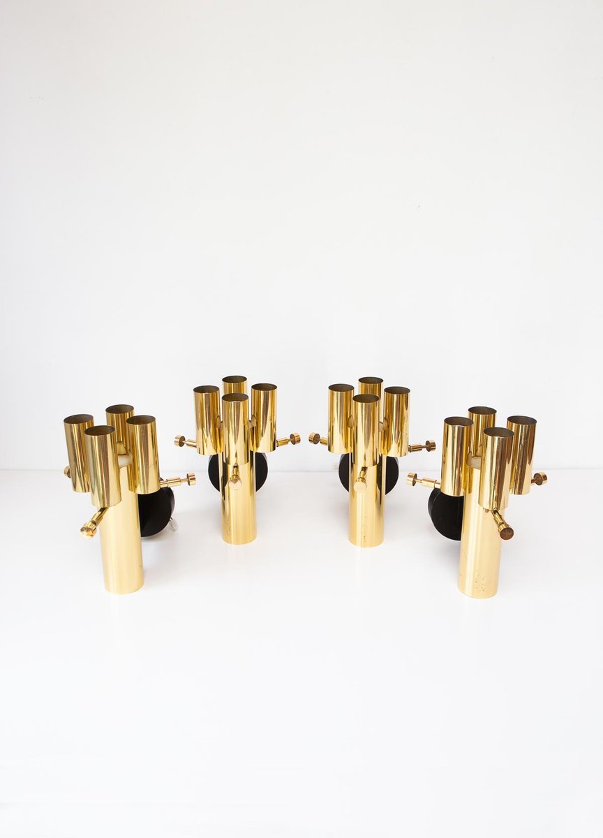 Vintage German Bloom Brass Wall Light from Bega, 1980s for sale at Pamono