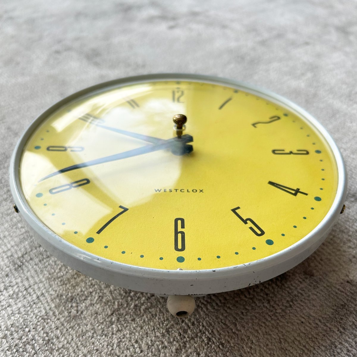 Vintage Yellow Wall Clock with Pull Cord Wind Up from Westclox for sale ...