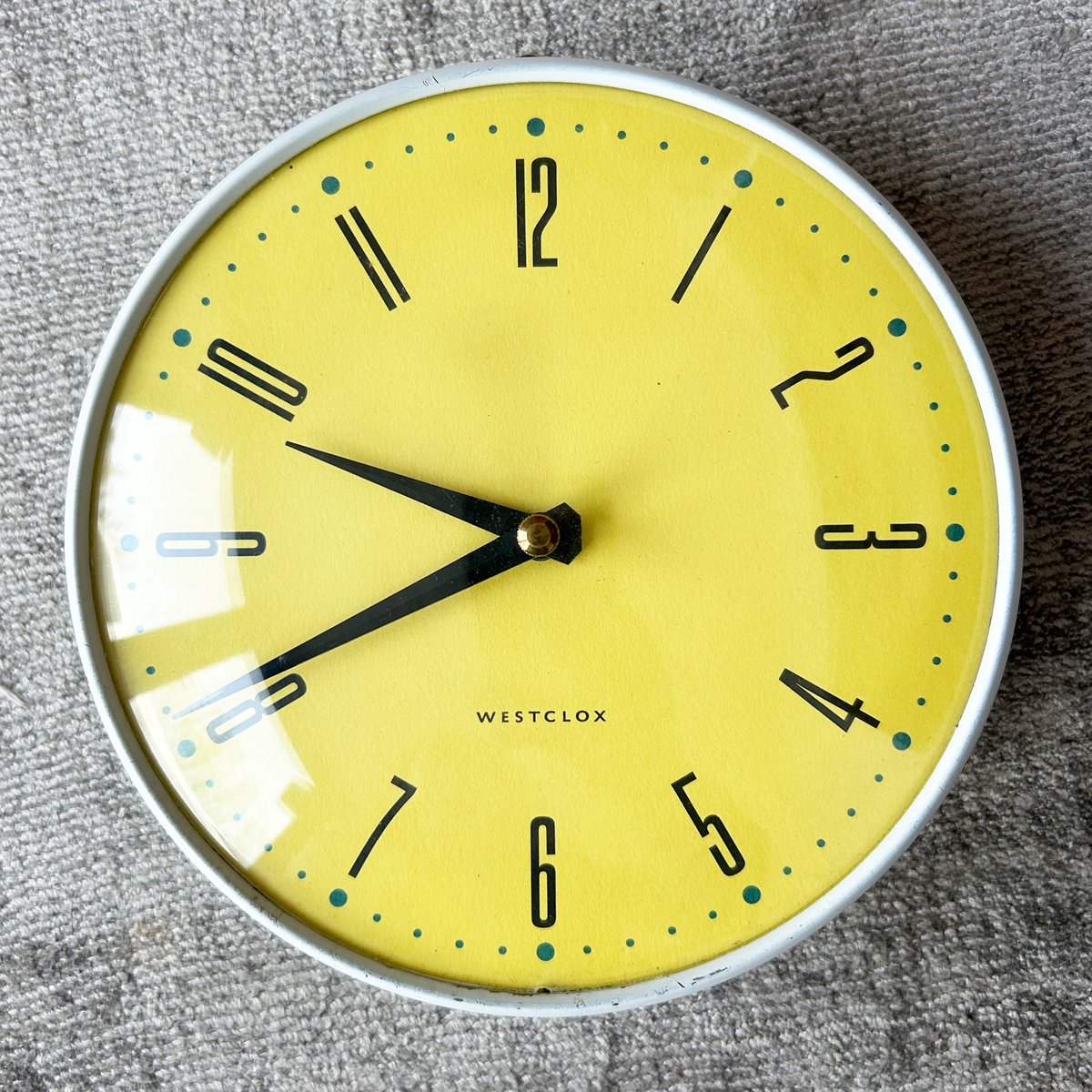 Vintage Yellow Wall Clock with Pull Cord Wind Up from Westclox for sale ...