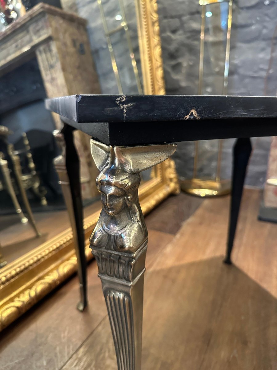 Brass and Portoro Marble French Greek Revival Side Tables, 1950s for ...