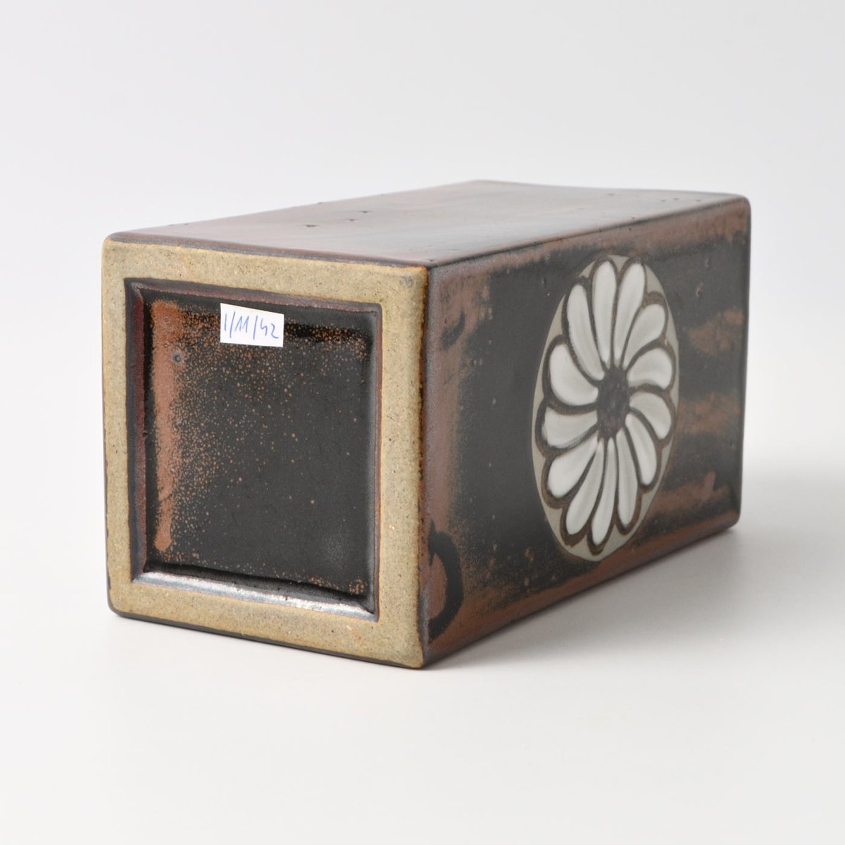 Mid-Century Japanese Rectangular Stoneware Vase for sale at Pamono