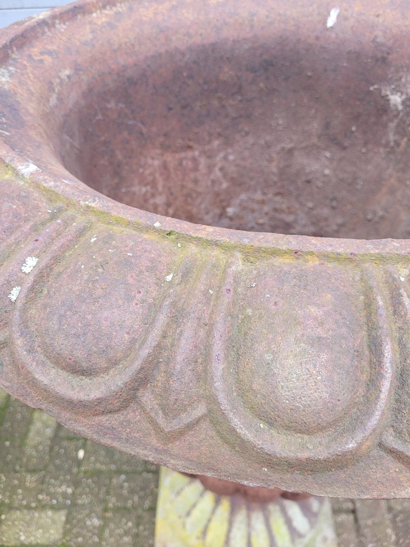 Large Antique Cast Iron Flower Pot with Relief for sale at Pamono