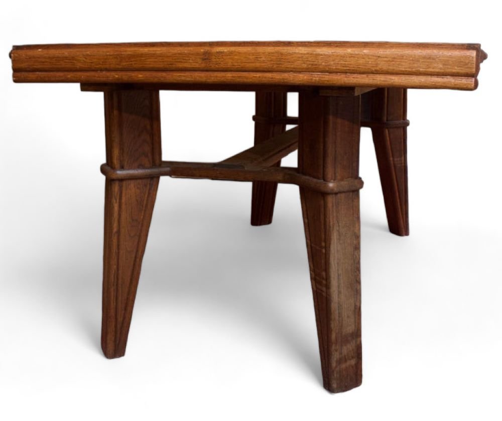 Large Art Deco Oak Dining Table, France for sale at Pamono