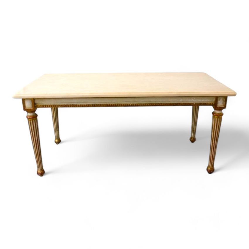 Table Basse Louis XVI en Marbre et Bois Doré, France en vente sur Pamono