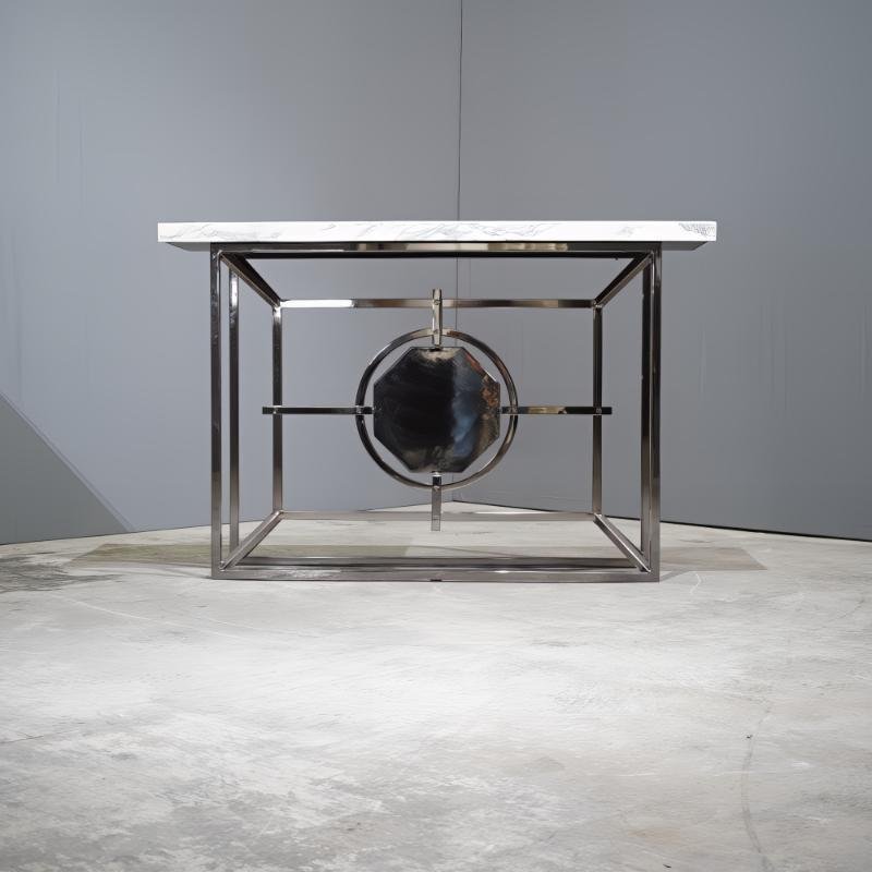 Bespoke Arabescato Corchia White Marble Top Console Table with Plated ...