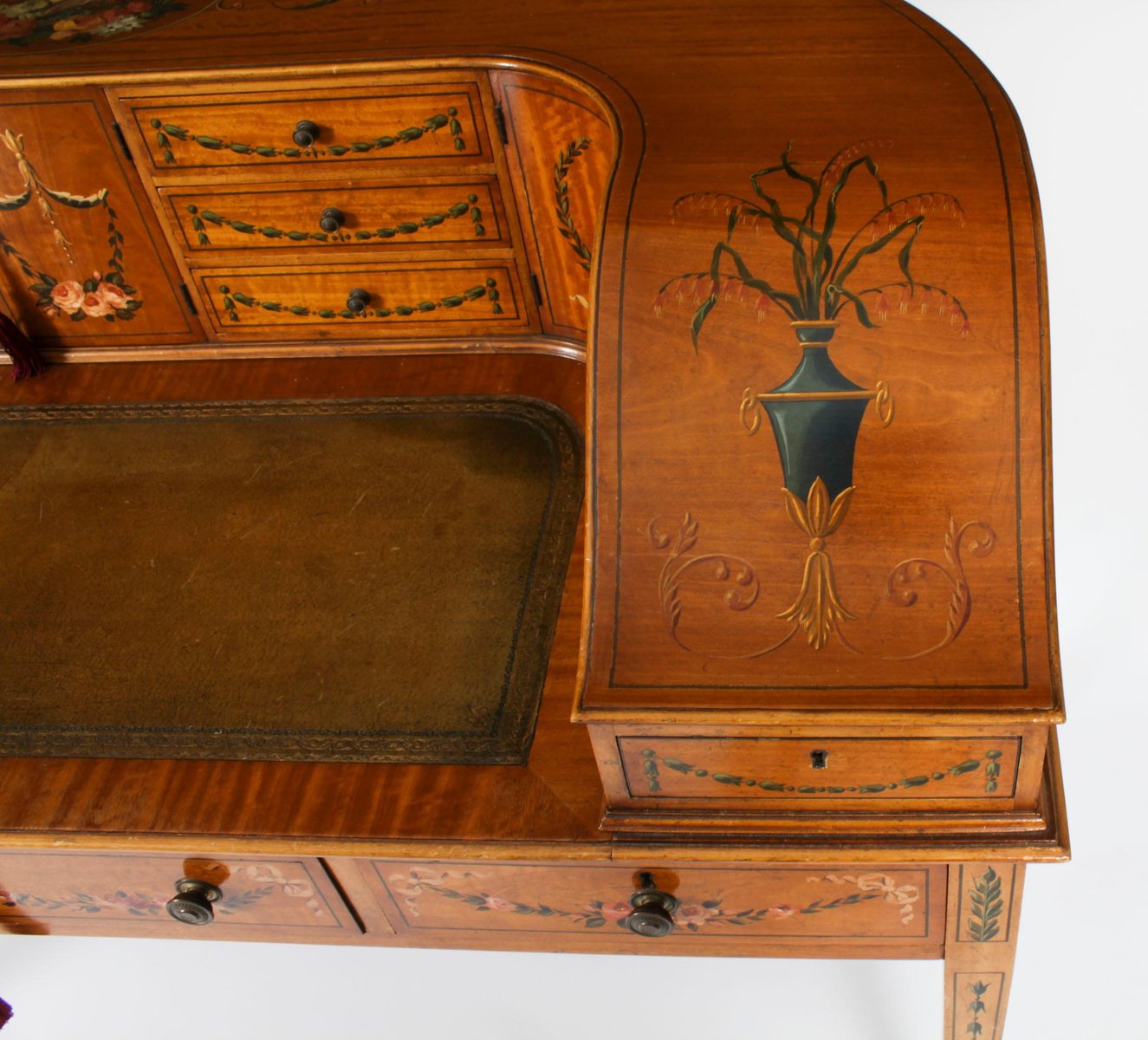 Antique Edwardian Satin Wood and Floral Painted Carlton House Writing ...