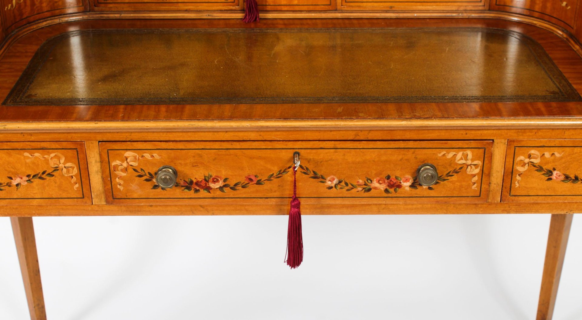 Antique Edwardian Satin Wood and Floral Painted Carlton House Writing ...