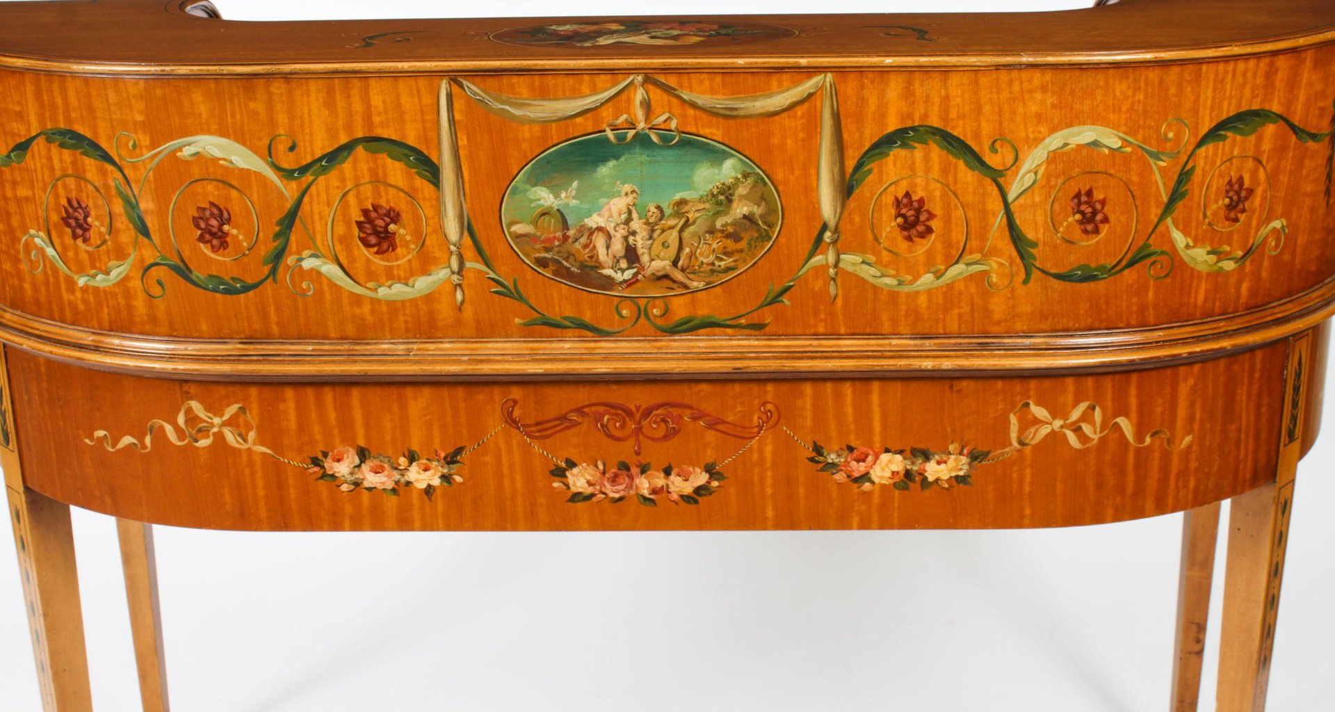 Antique Edwardian Satin Wood and Floral Painted Carlton House Writing ...