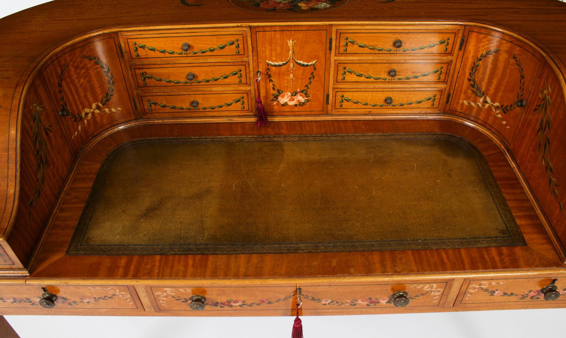 Antique Edwardian Satin Wood and Floral Painted Carlton House Writing ...