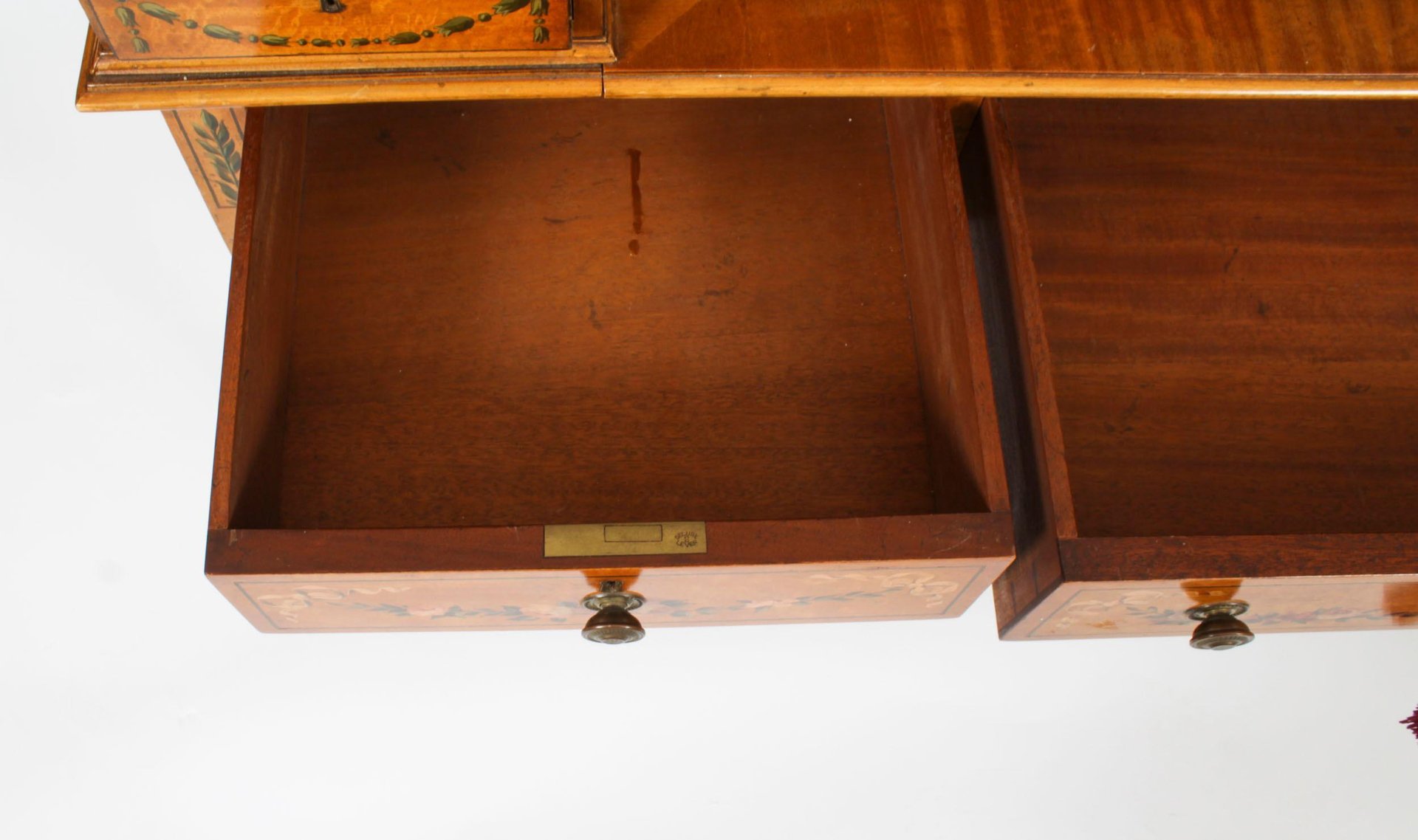 Antique Edwardian Satin Wood and Floral Painted Carlton House Writing ...