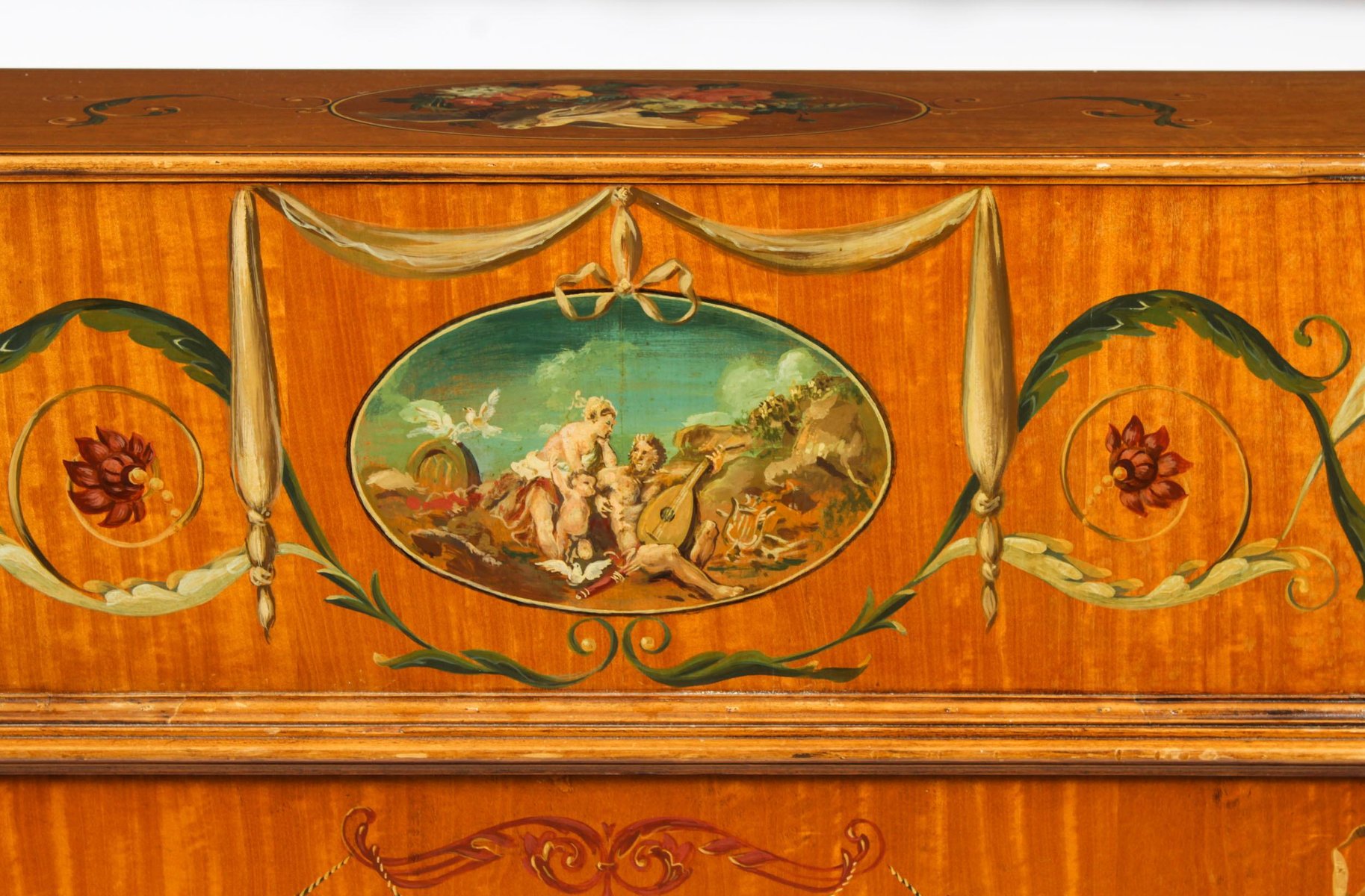 Antique Edwardian Satin Wood and Floral Painted Carlton House Writing ...