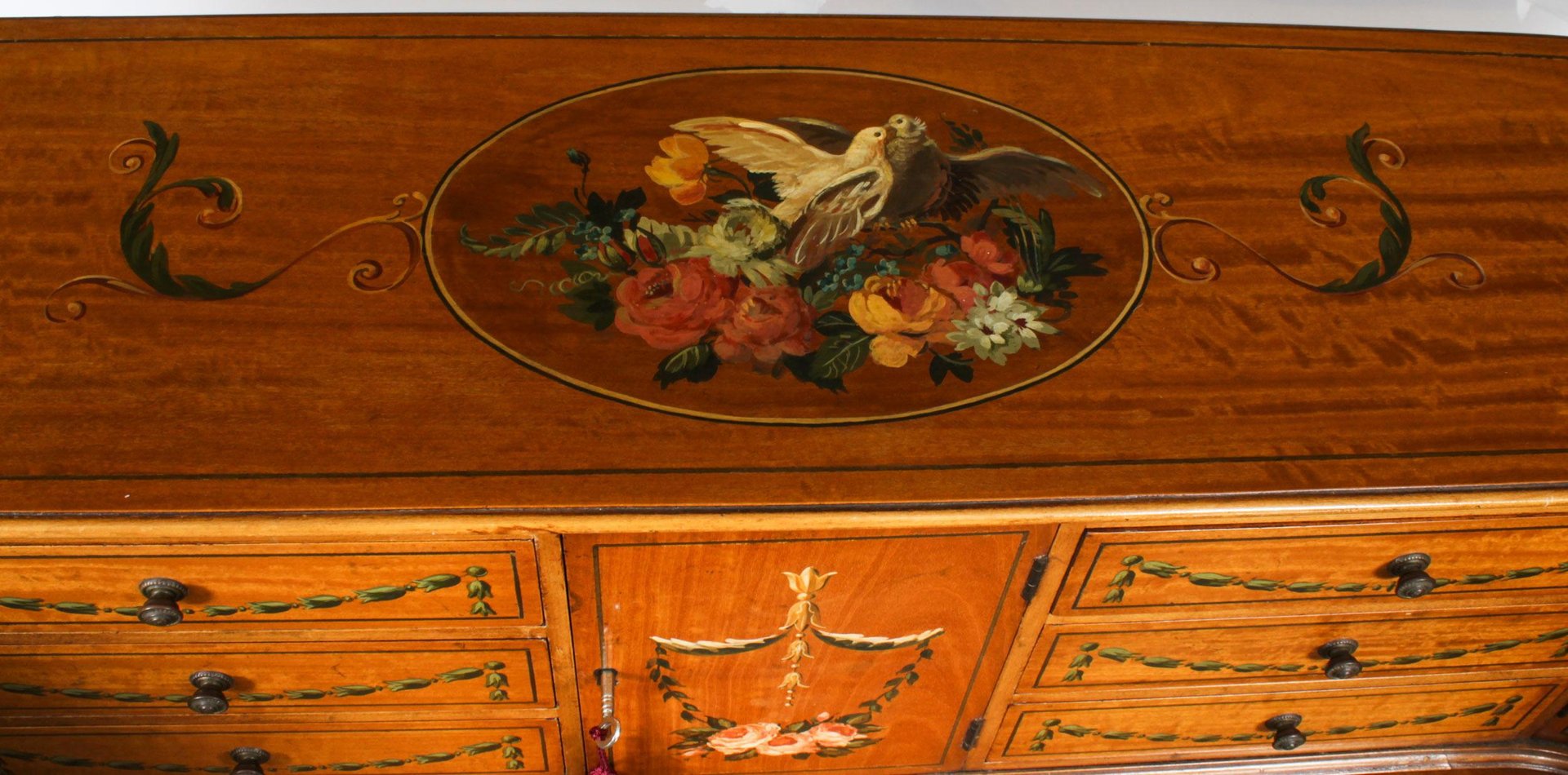 Antique Edwardian Satin Wood and Floral Painted Carlton House Writing ...