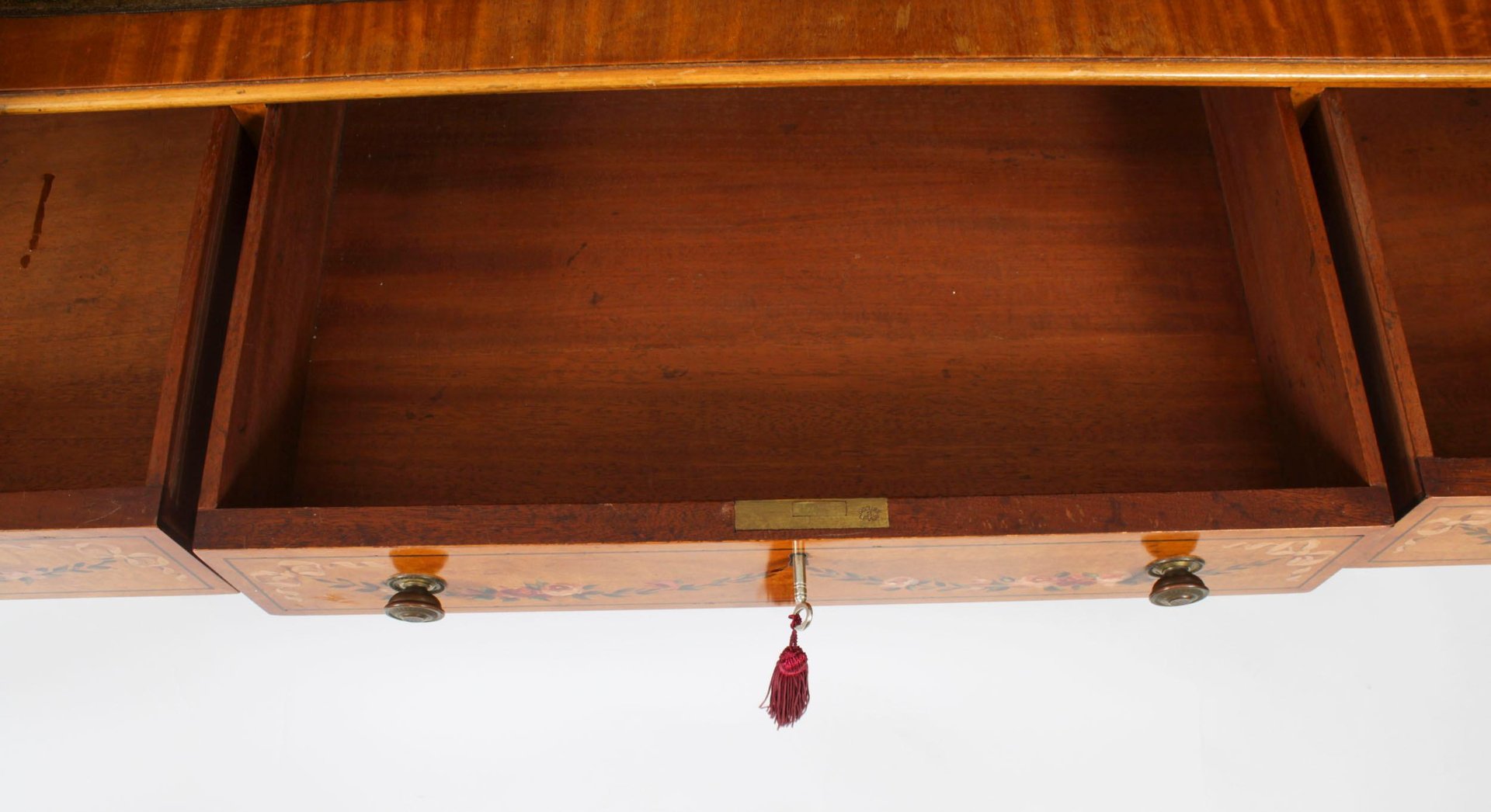 Antique Edwardian Satin Wood and Floral Painted Carlton House Writing ...