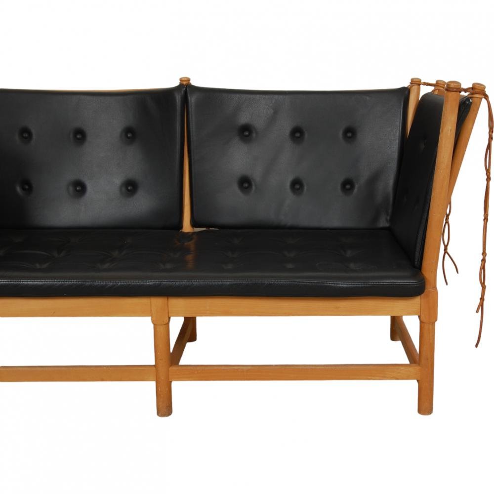 Spoke-Back Sofa in Black Leather by Børge Mogensen, 1990s for sale at ...