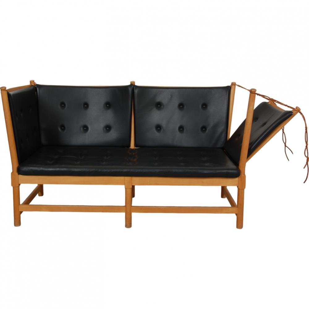 Spoke-Back Sofa in Black Leather by Børge Mogensen, 1990s for sale at ...
