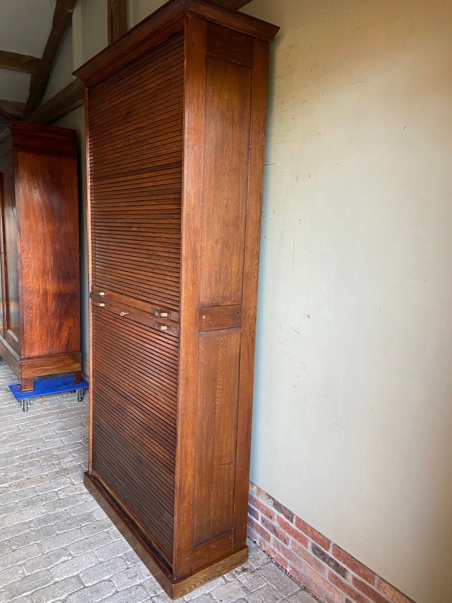 Large Oak Roller Shutter Cabinet for sale at Pamono