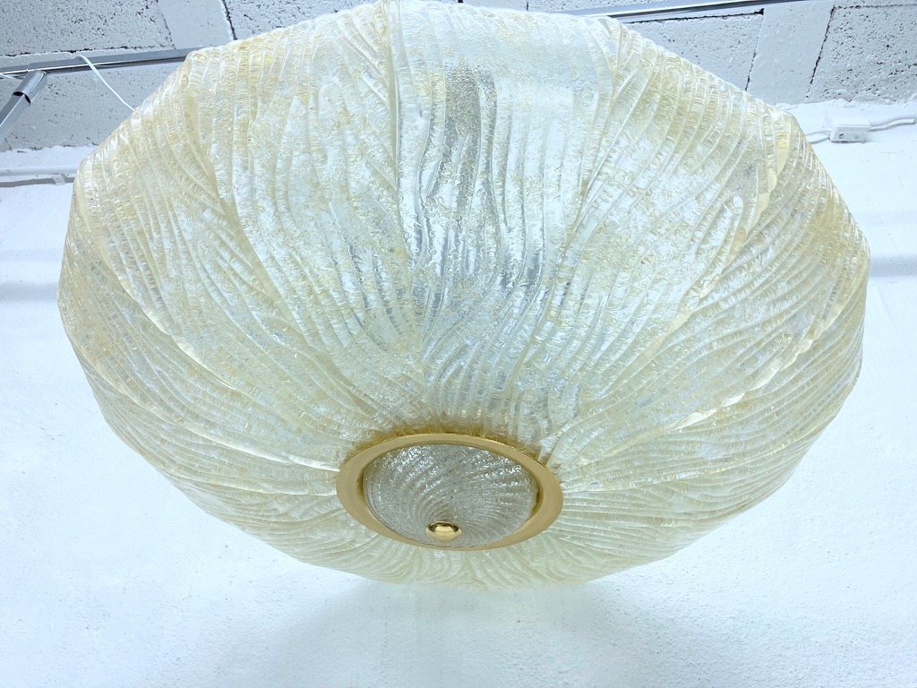 Large Glass & Brass Royal Ceiling Light from Barovier & Toso, 1970s for ...