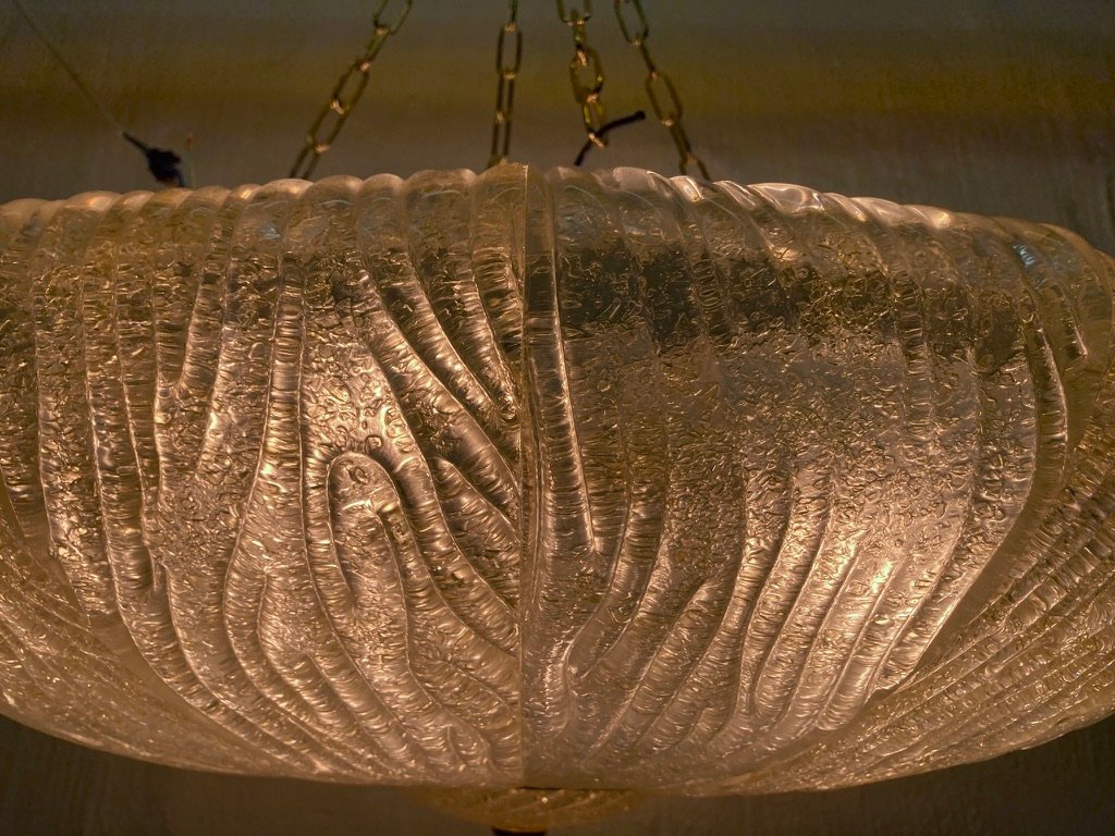 Large Glass & Brass Royal Ceiling Light from Barovier & Toso, 1970s for ...