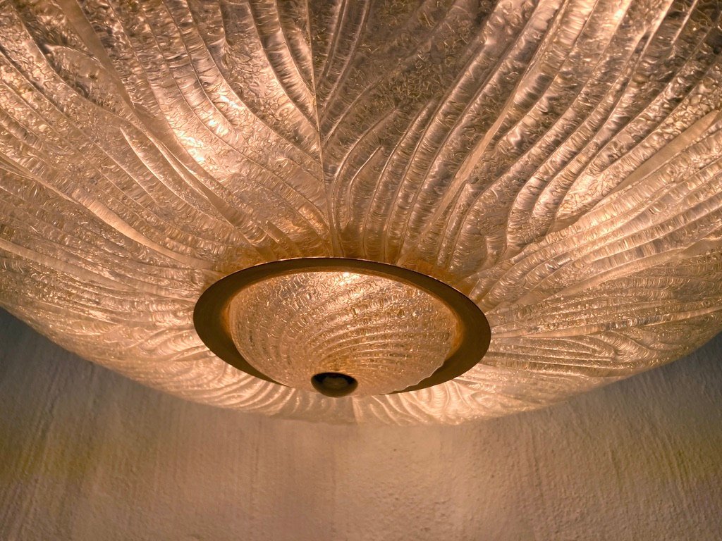 Large Glass & Brass Royal Ceiling Light from Barovier & Toso, 1970s for ...