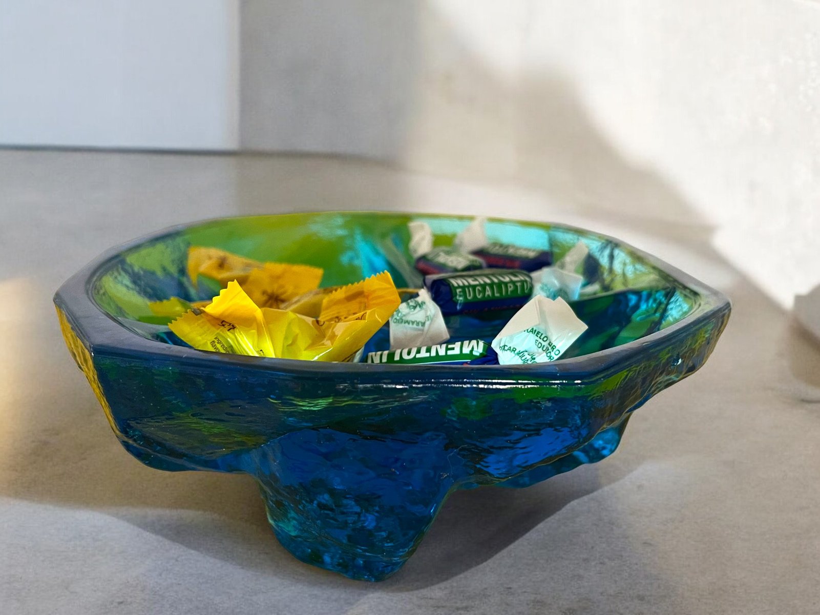 Scandinavian Style Cobult Blue Block Glass Vase, 1960s for sale at Pamono