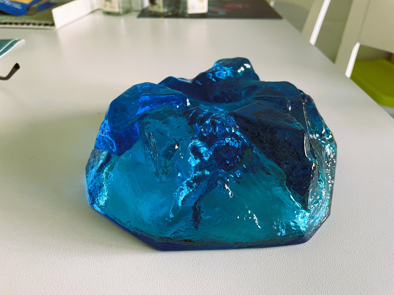 Scandinavian Style Cobult Blue Block Glass Vase, 1960s for sale at Pamono