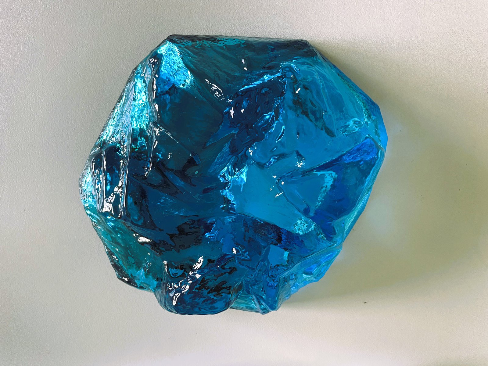 Scandinavian Style Cobult Blue Block Glass Vase, 1960s for sale at Pamono