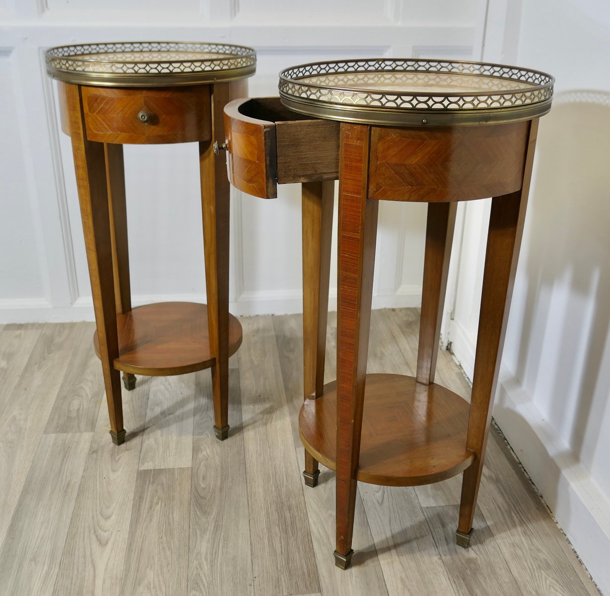 French Circular Side Tables with Drawers, 1920s, Set of 2 for sale at ...