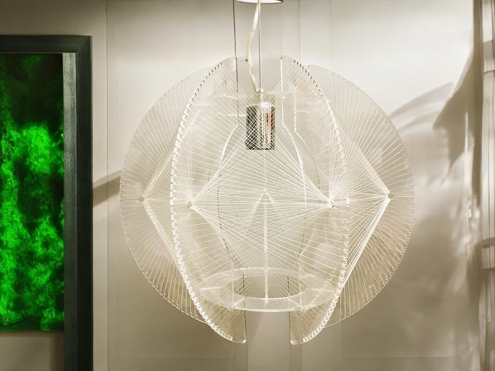 Transparent Acrylic String Hanging Lamp by Paul Secon for Sompex, 1970s ...