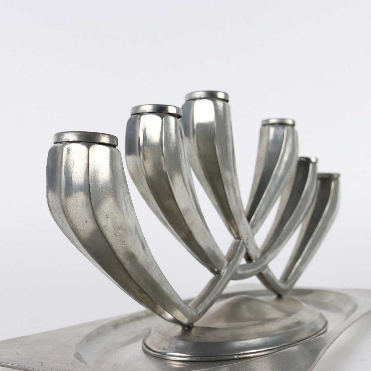 Pewter Candelabra with Tray by Giovanni Patrini for Athena, Set of 2 ...